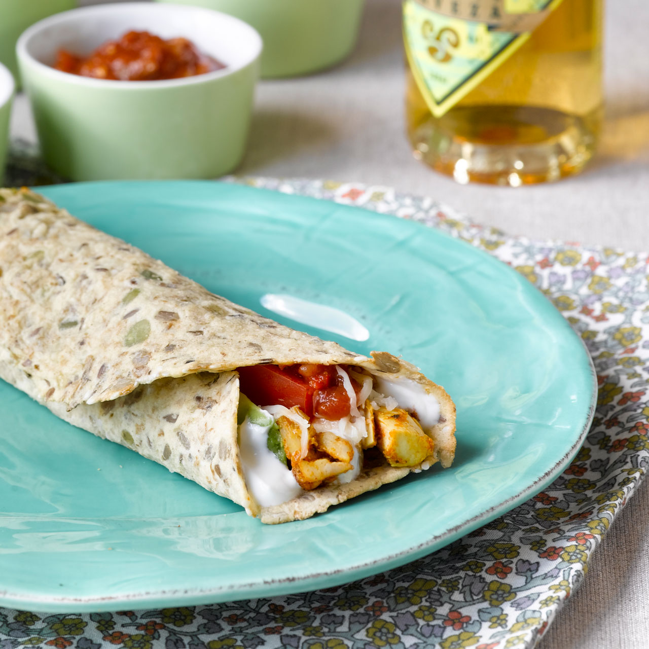 Gluten-free tortilla raps made of Sukrin bread mix